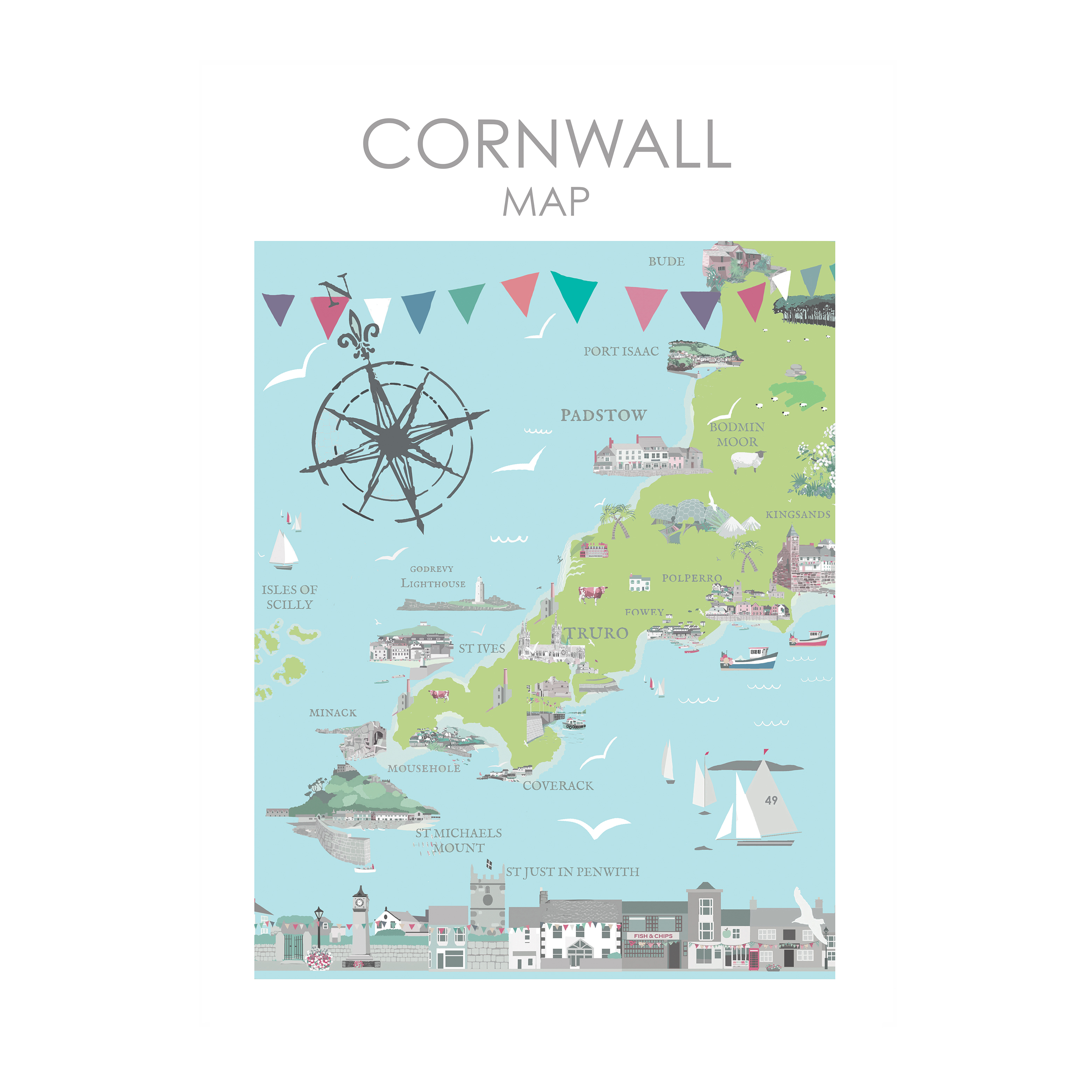 CORNWALL MAP Art Print | CREOATE