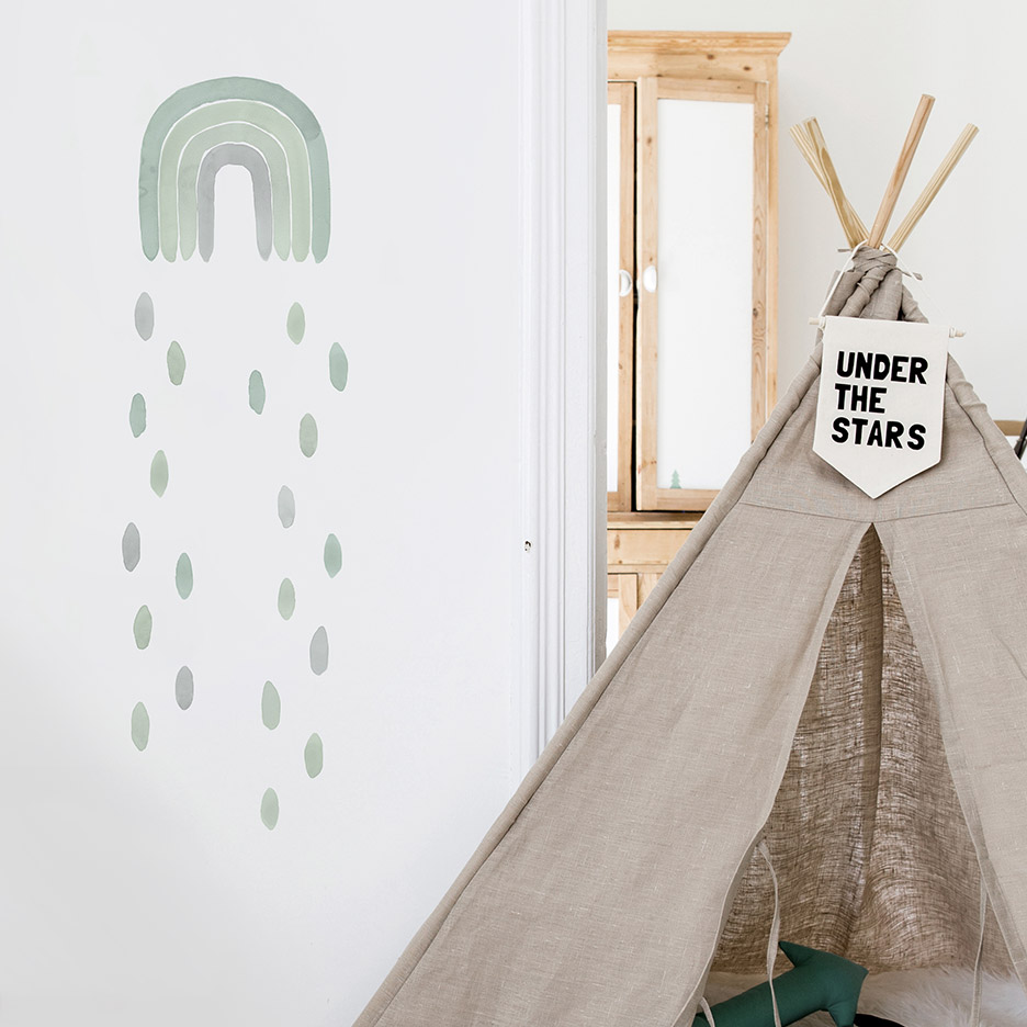 Watercolor rainbow wall sticker Green | CREOATE