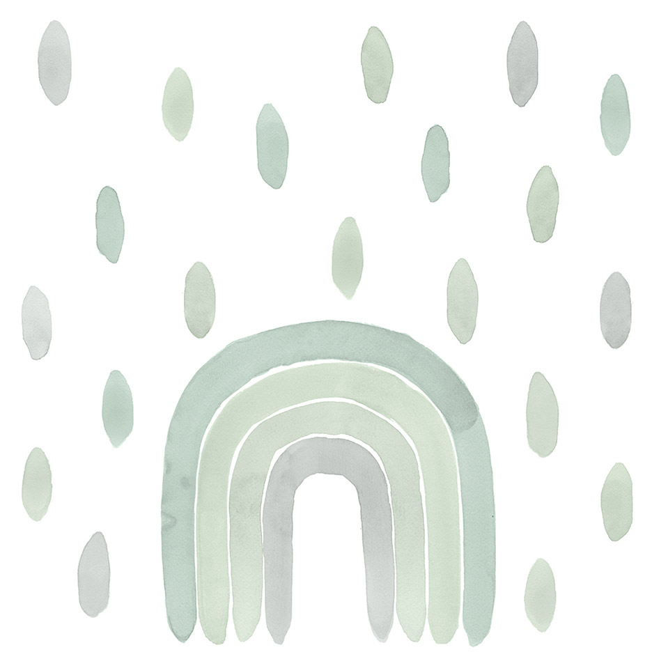 Watercolor rainbow wall sticker Green | CREOATE
