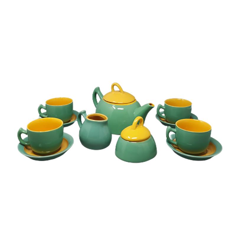 1980s Gorgeous Green and Yellow Tea Set/Coffee Set in Ceramic by Naj ...