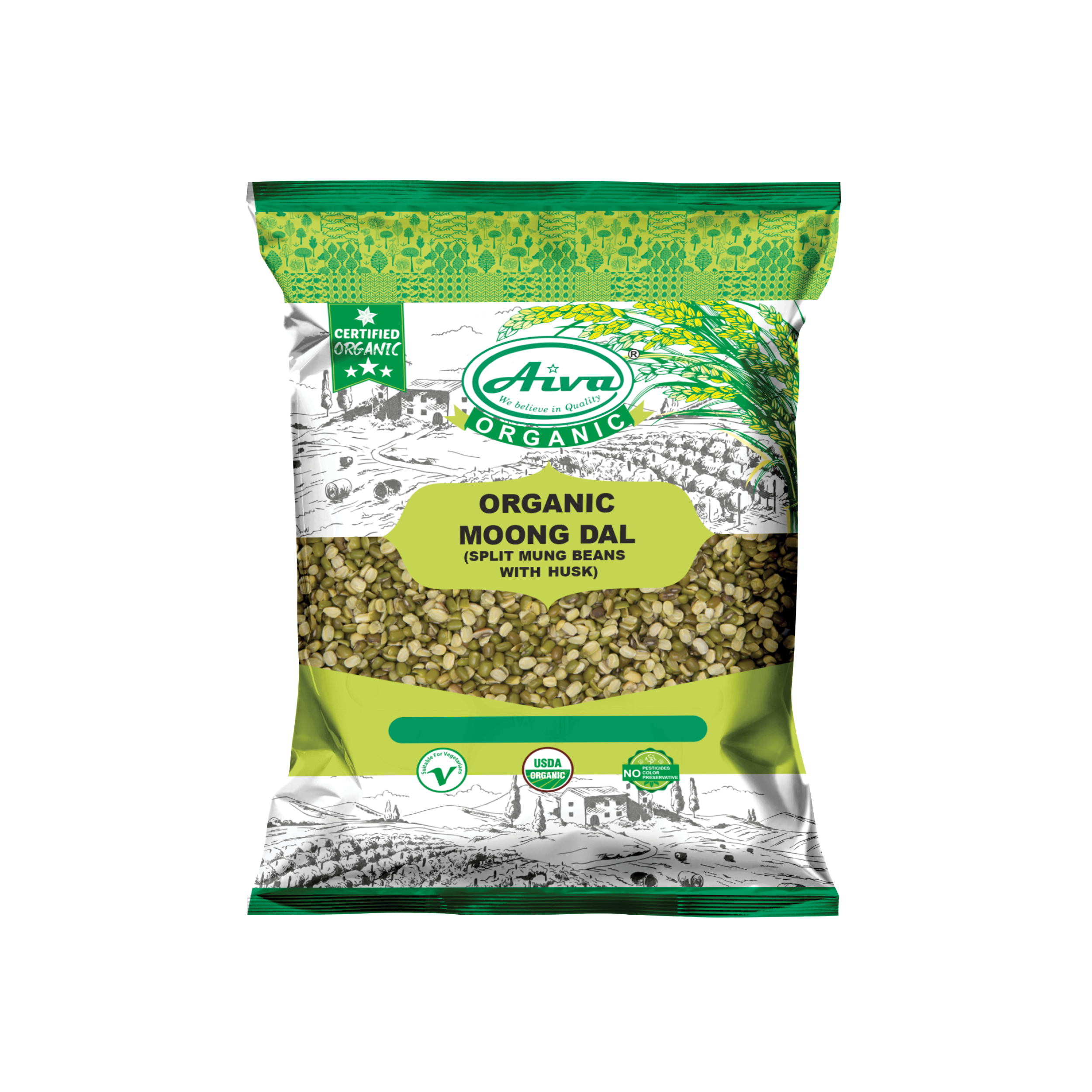 Organic Moong Split With Husk (Green Mung Bean Split) - Usda Certified ...