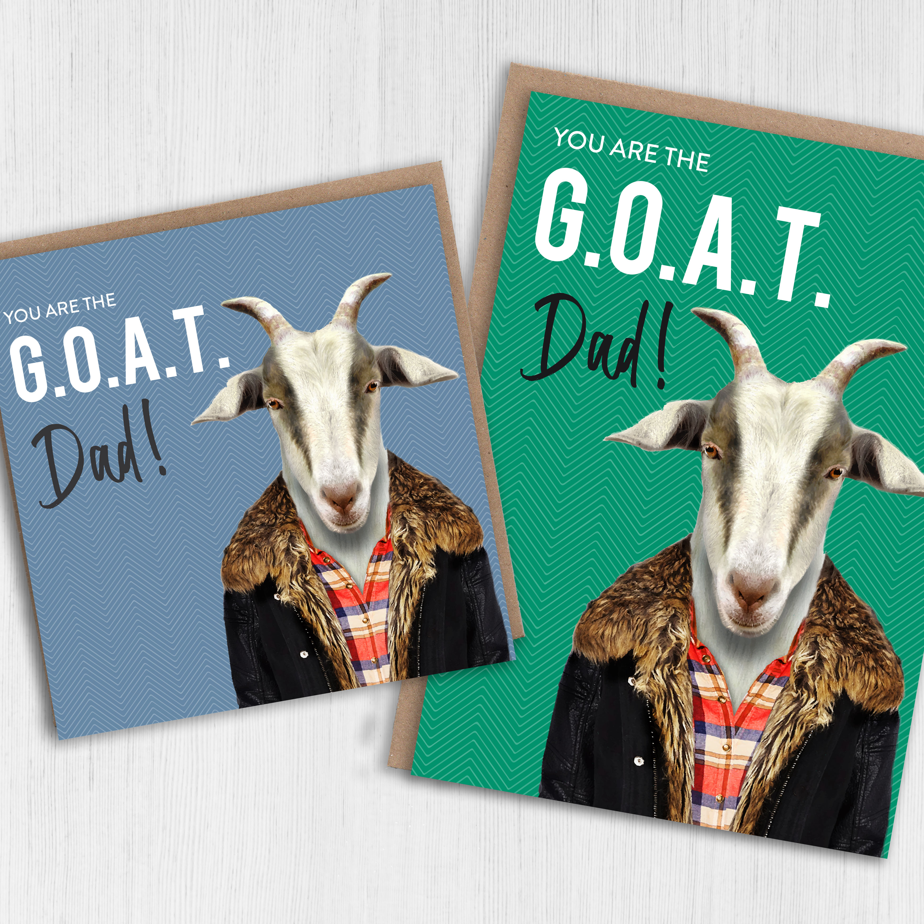 Goat in clothes Father's Day card: Greatest of All Time (G.O.A.T) Dad ...
