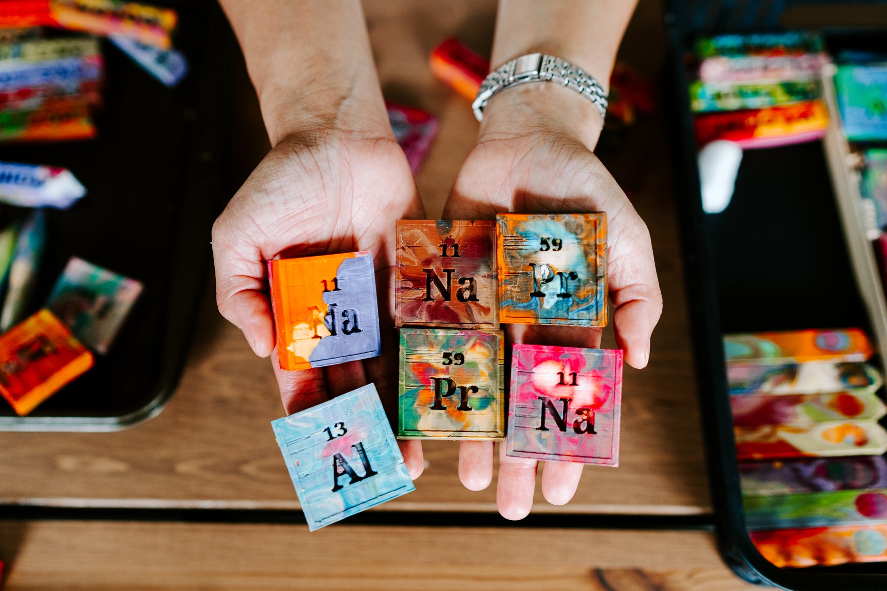 RAINBOW CRAYON TILES, SCIENCE PARTY FAVORS, HANDMADE NERD GIFT CRAYON ...