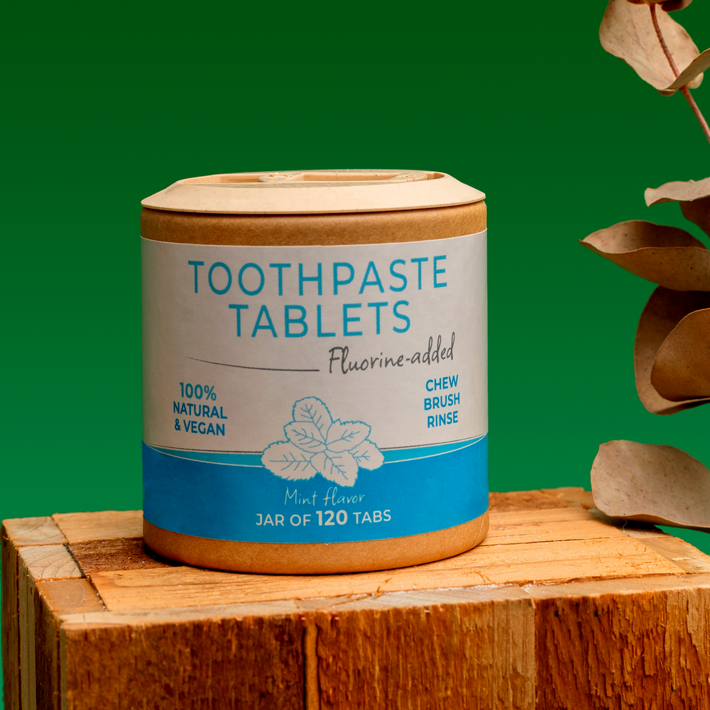 POT OF 120 TOOTHPASTE TABS WITH FLUORIDE | CREOATE