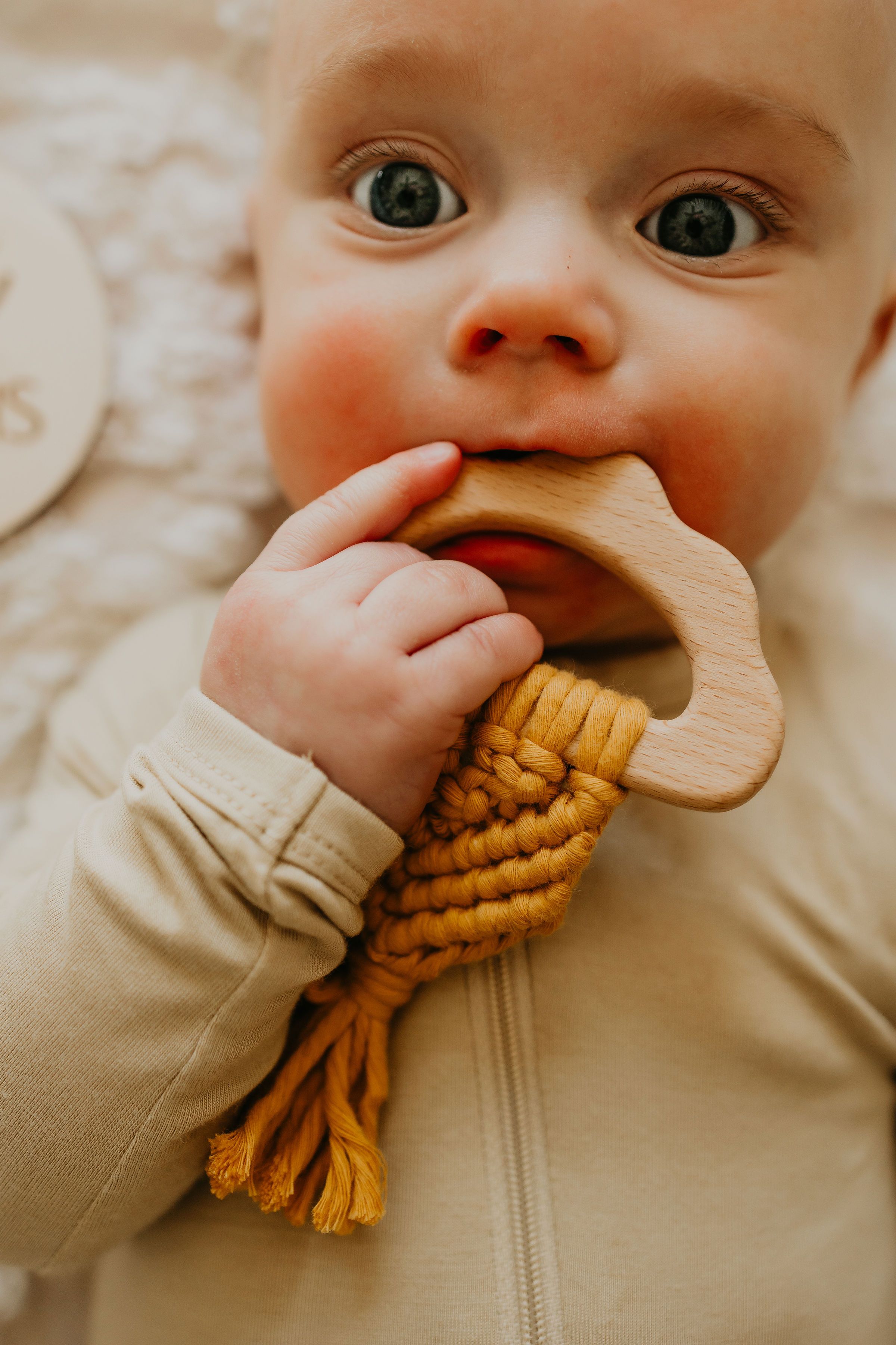 Organic Wood Macrame Teether Toy for Babies | CREOATE