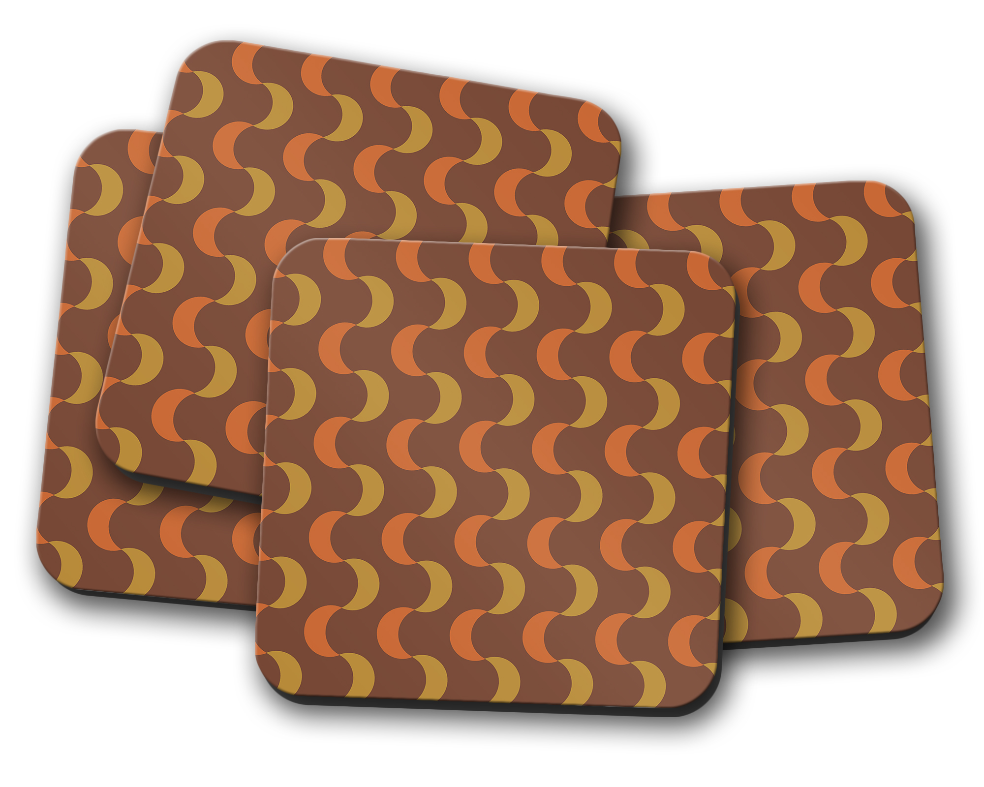 Brown, Orange and Mustard Retro 70s Coasters | CREOATE