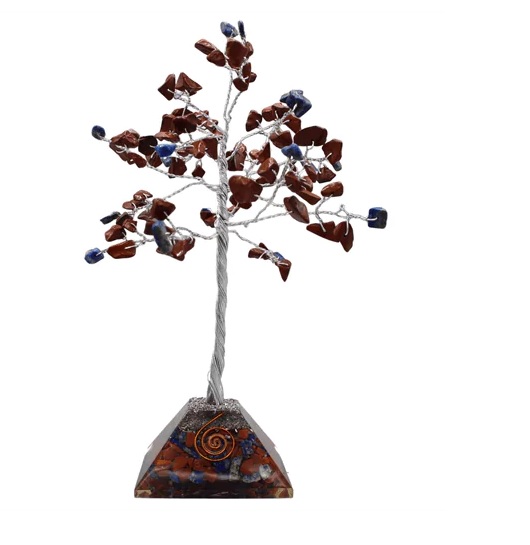 Gem Tree With Jasper & Lapis Orgone Pyramid Base 100 Beads