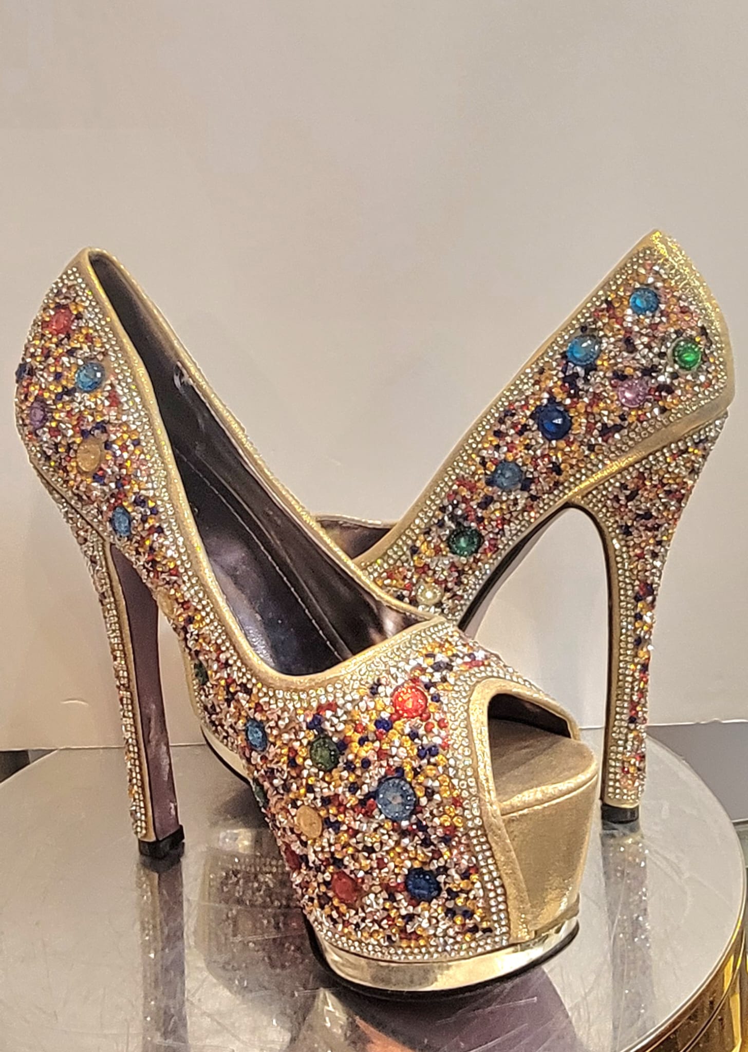 African Women High Heel Platform Dress Rhinestones Peep Toe Pump Shoes ...