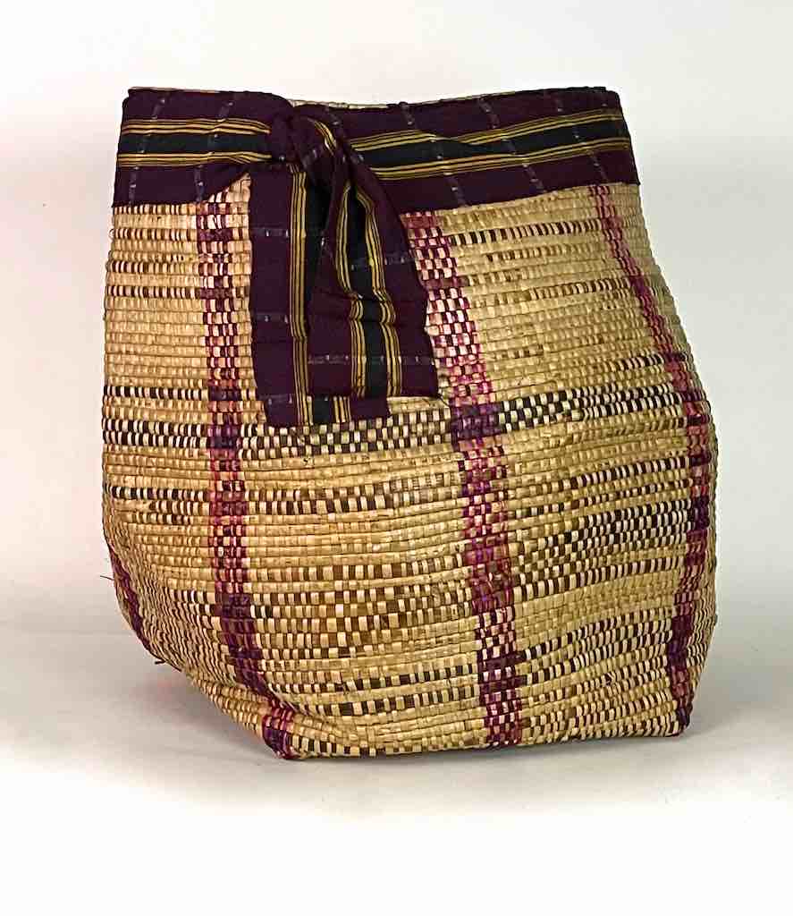 Large Deep Flexible Swampgrass Basket, Cloth Rim - Benin | CREOATE