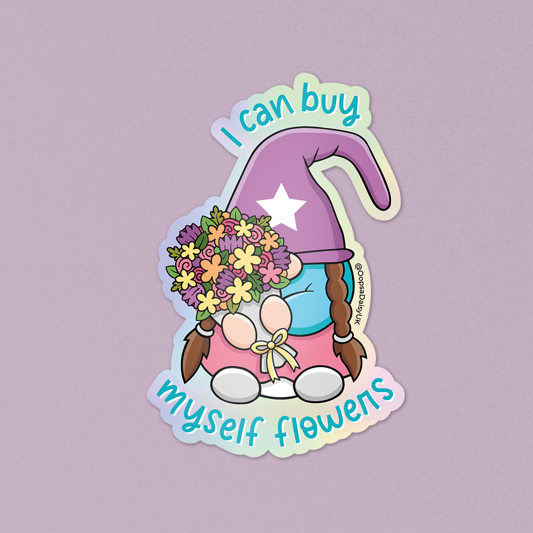 Self-Care Flowers Gonk - Holographic Vinyl Sticker / Decal | CREOATE