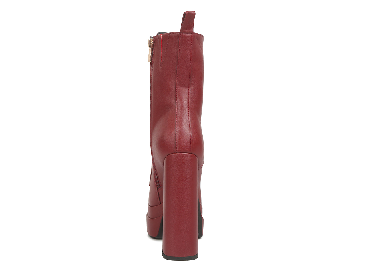 Meows Faux Leather High Heel Platform Ankle Boots In Burgundy