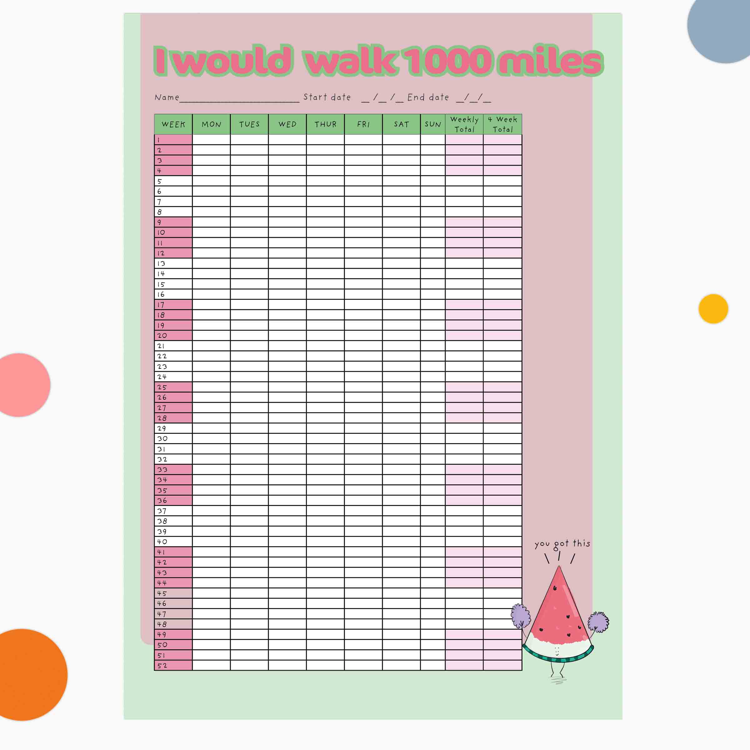 Printable Yearly Step Tracker | CREOATE