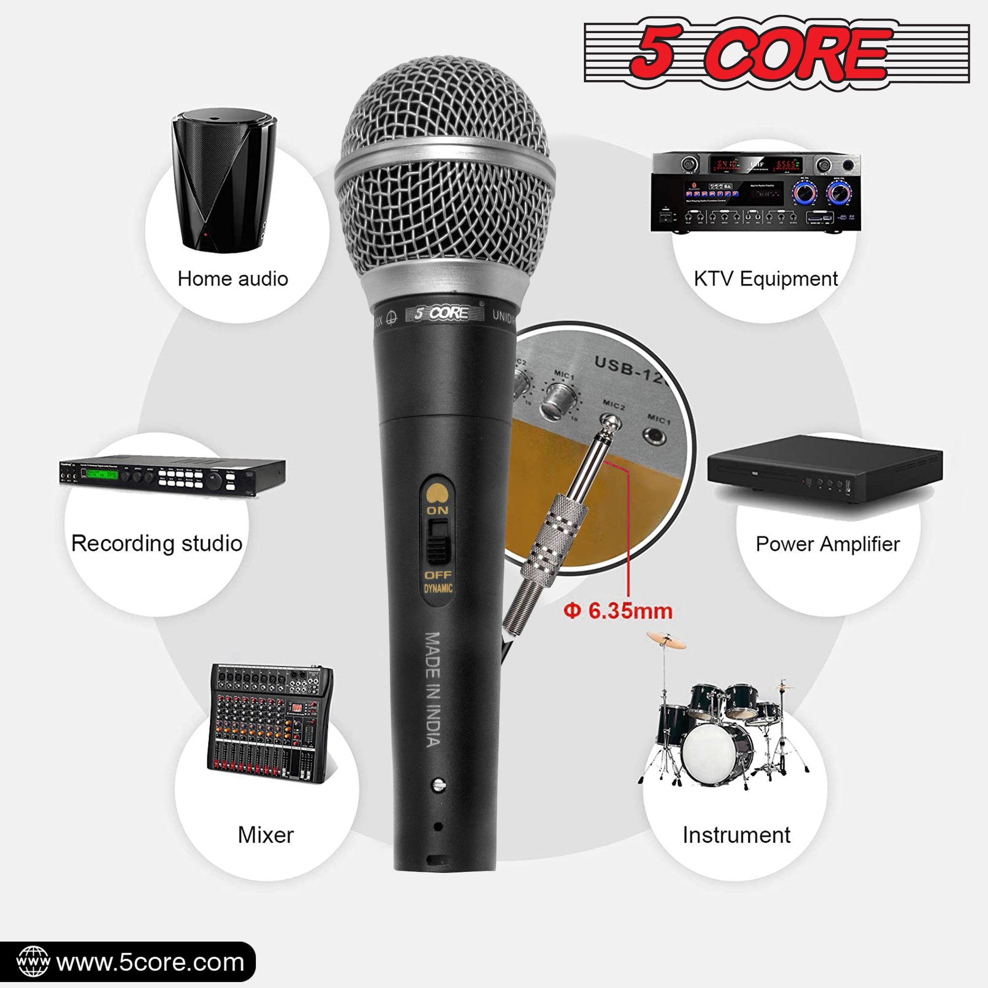 5 Core Professional Dynamic Vocal Microphone - Unidirectional Handheld ...