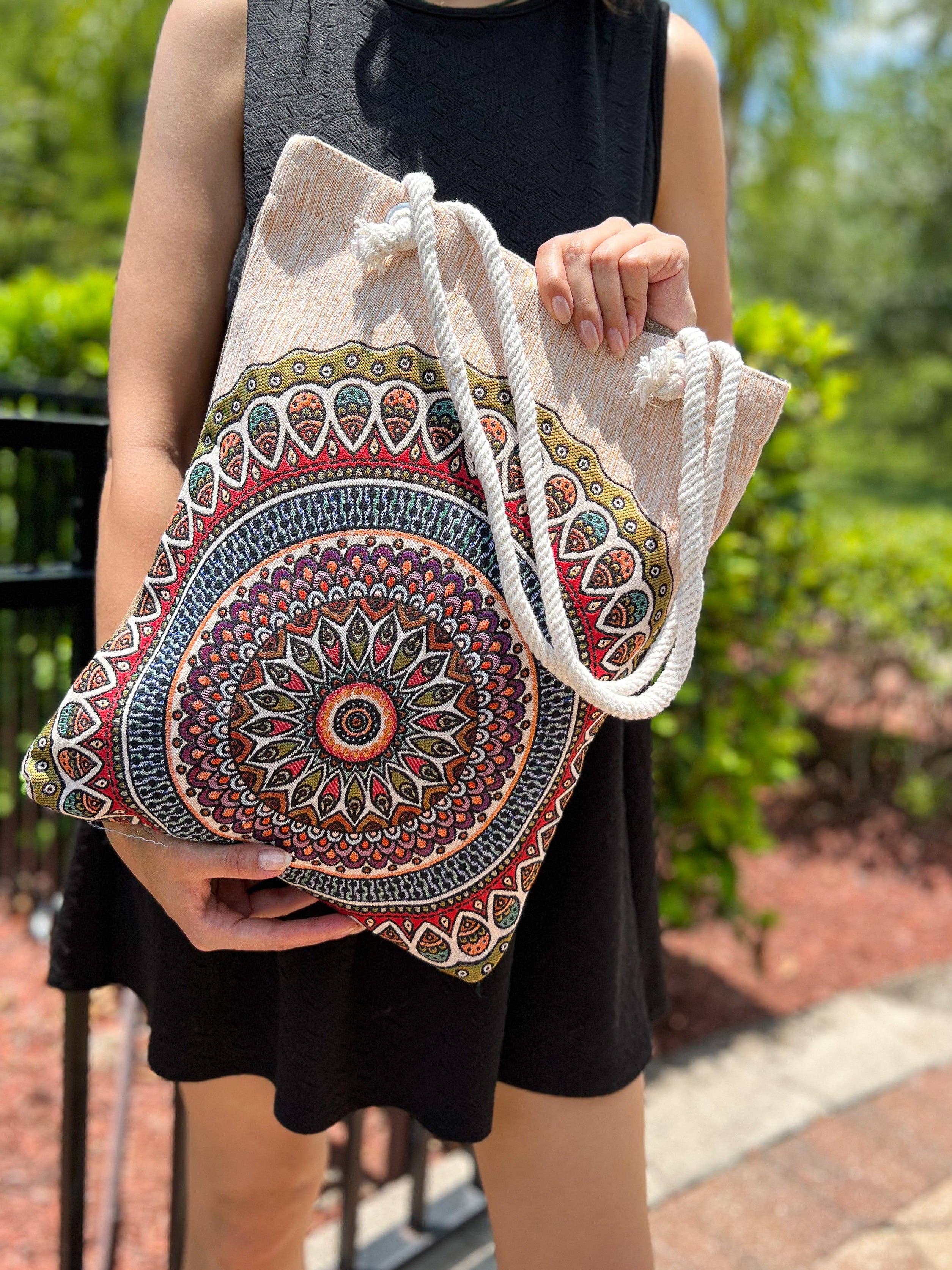 Mandala Tote Bag, Tapestry Style Woven Bag for Every Use | CREOATE
