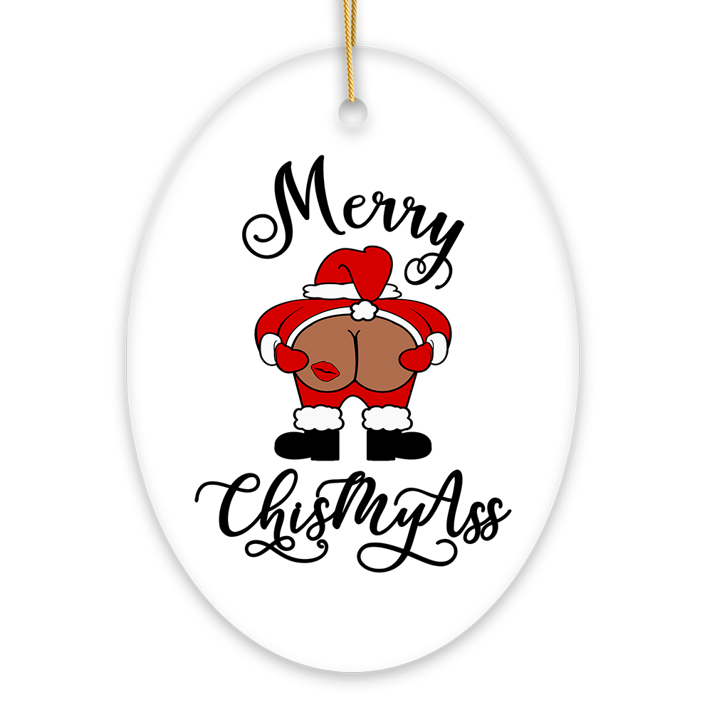 Merry ChisMyAss Funny Mooning Santa Christmas Ornament, Dirty Joke Butt ...