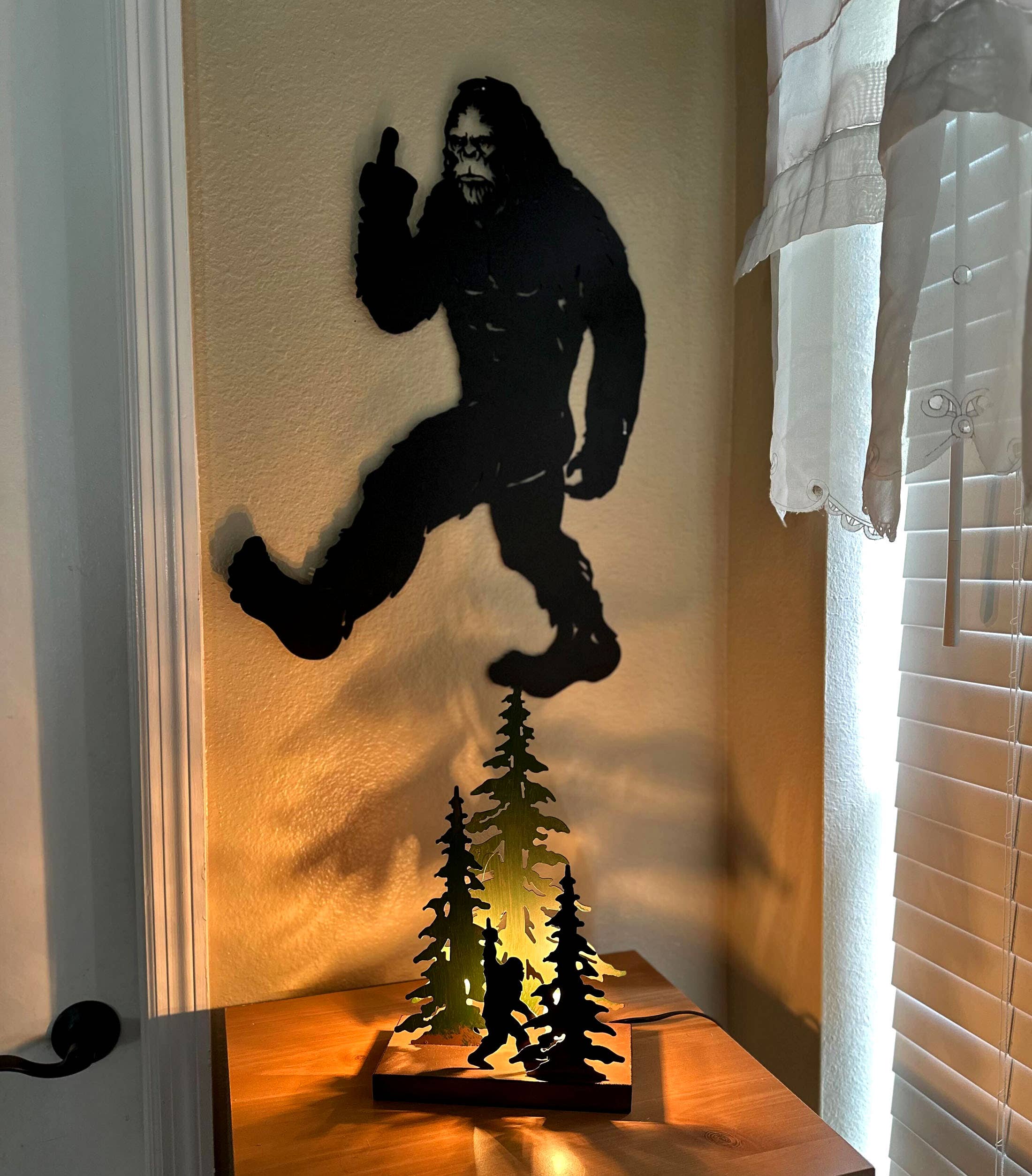 Black Metal Laser Cut Bigfoot Flipping The Bird Wall Art