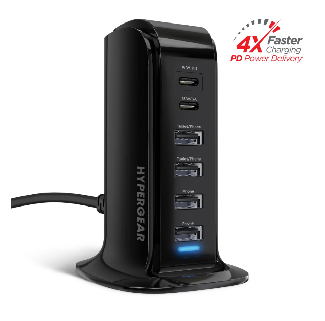 HyperGear Power Tower 42W 6 USB Charging Station | CREOATE