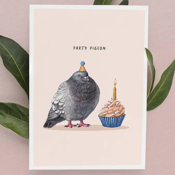 Party Pigeon | Funny Birthday Card | Greetings Cards | CREOATE