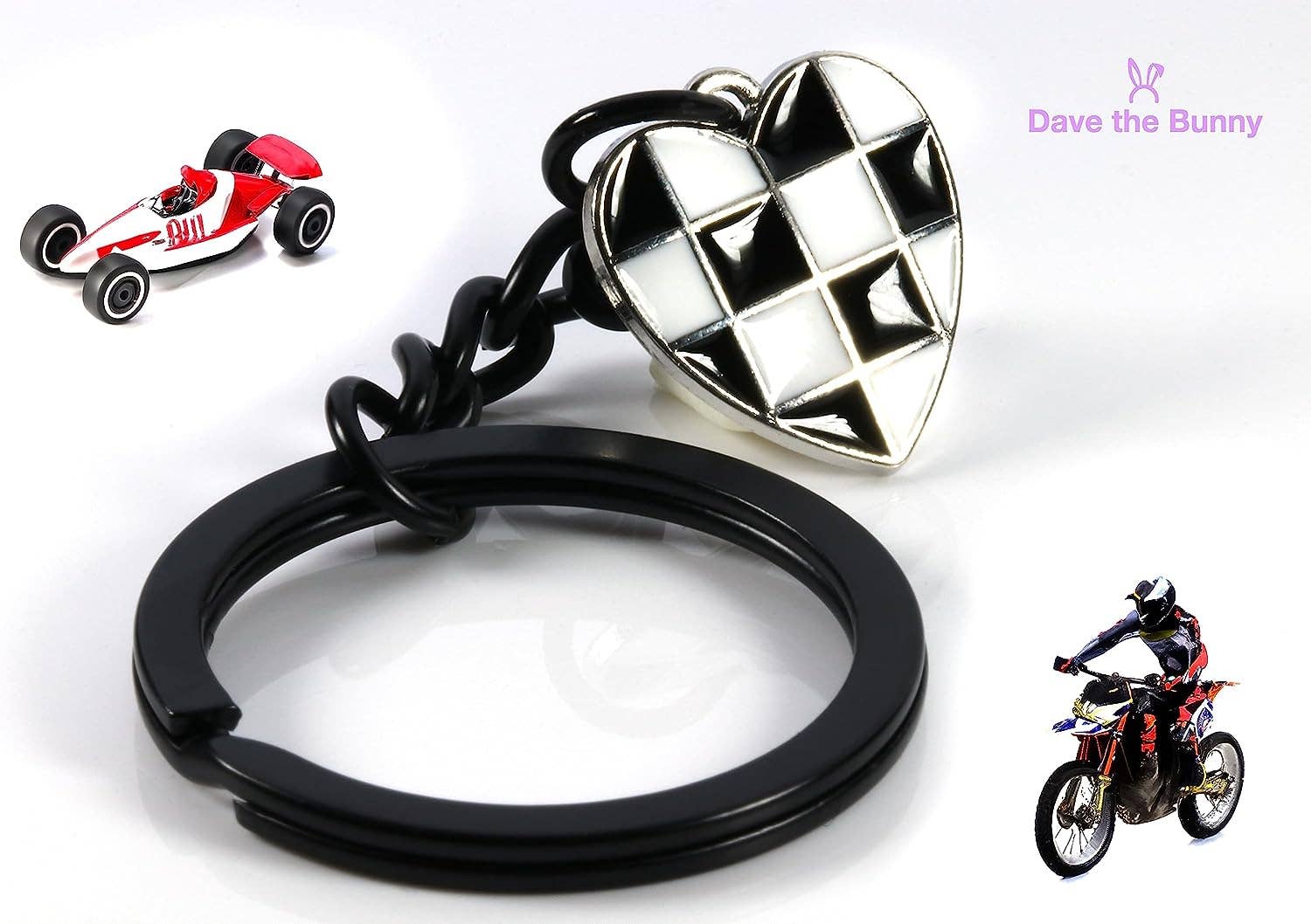 Dave The Bunny Checkered Keychain - Racing Keychain or Car Racing Gifts ...