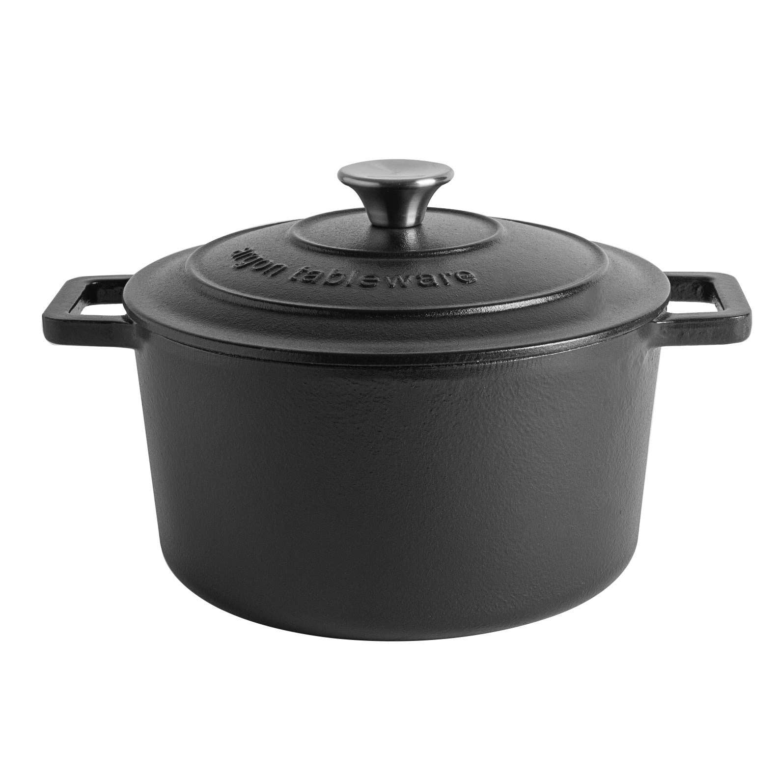 Argon Tableware Cast Iron Casserole Dish - 24cm - Matt Black | CREOATE