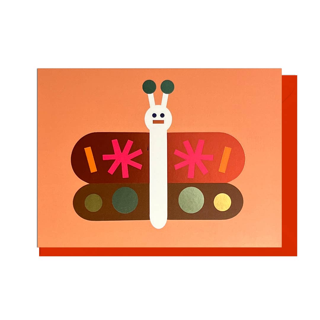 BUTTERFLY FOIL POPPY RED ENVELOPE Card Pack of 6 | CREOATE