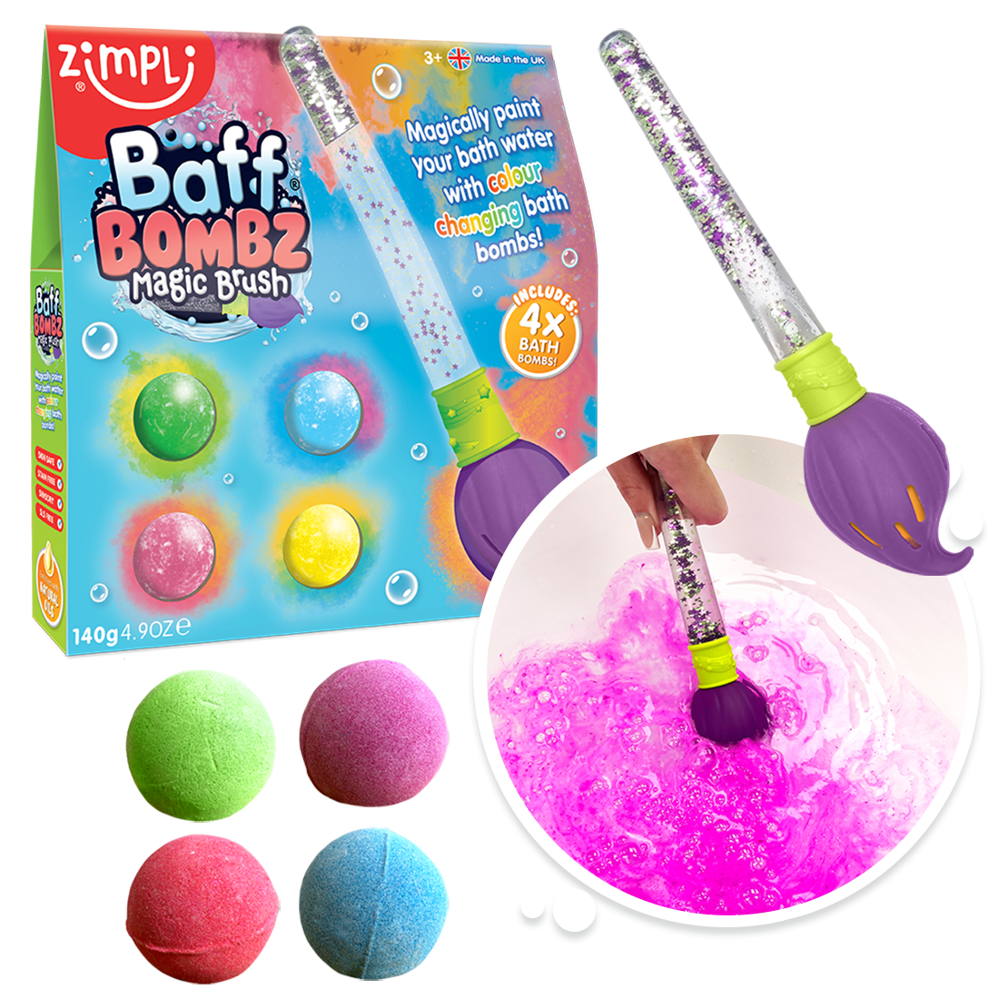 Zimpli Baff Bombz Magic Brush Bath Bomb Painting Bath Toy | CREOATE