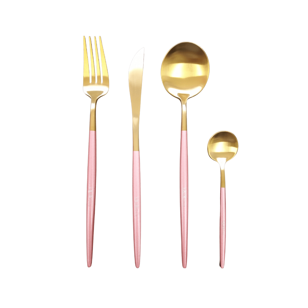 Pink and Gold Cutlery Set (4, 16 and 24 piece set) | CREOATE