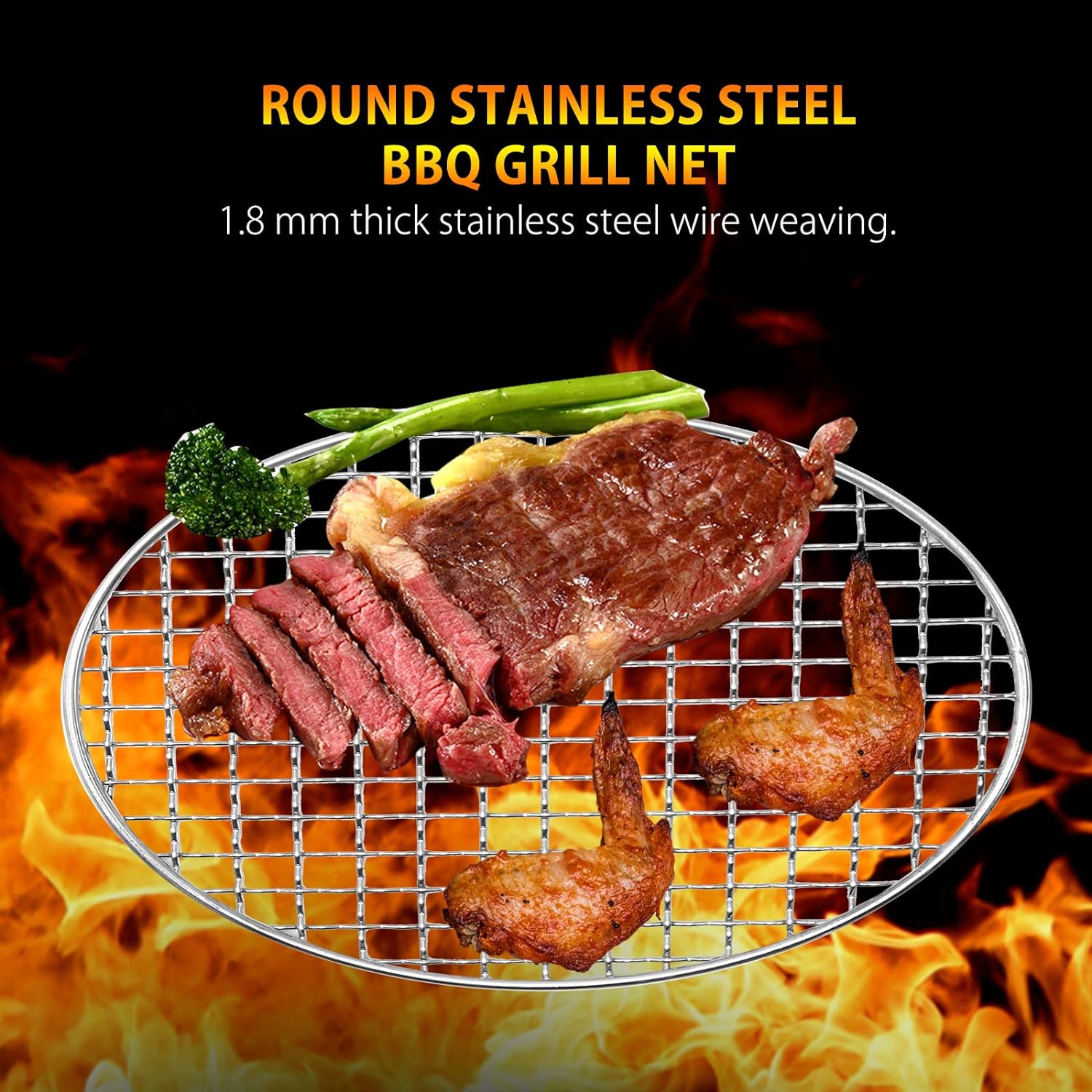 Multi-Purpose Round BBQ Grill Net, Stainless Steel Barbecue Round Grill ...