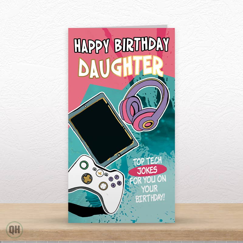 Tech-Themed Birthday Card with Jokes for Daughter | CREOATE