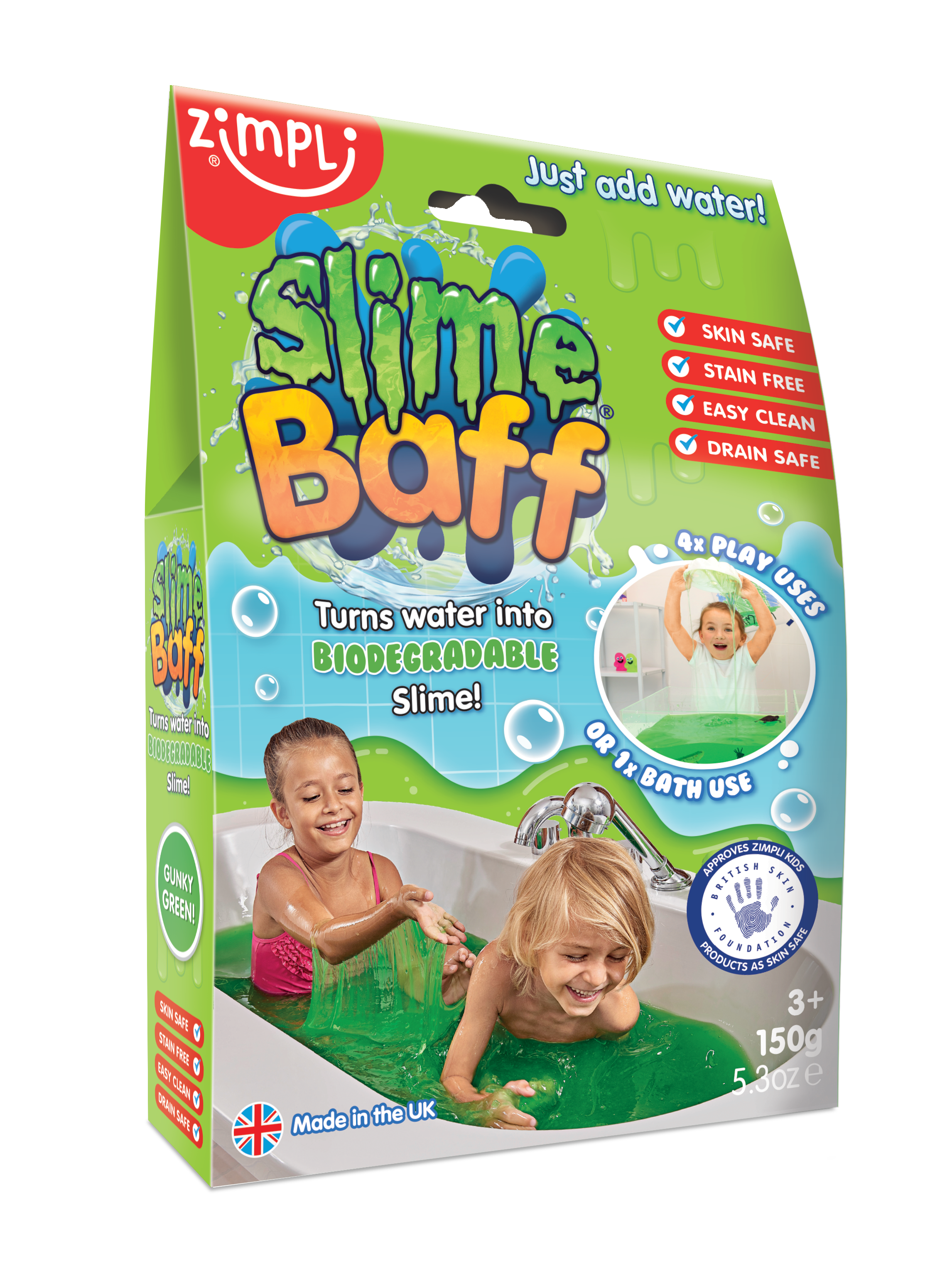 Zimpli Slime Baff in Green 150g - Bath Toy - Sensory Slime Baff safely turns your bath water ...