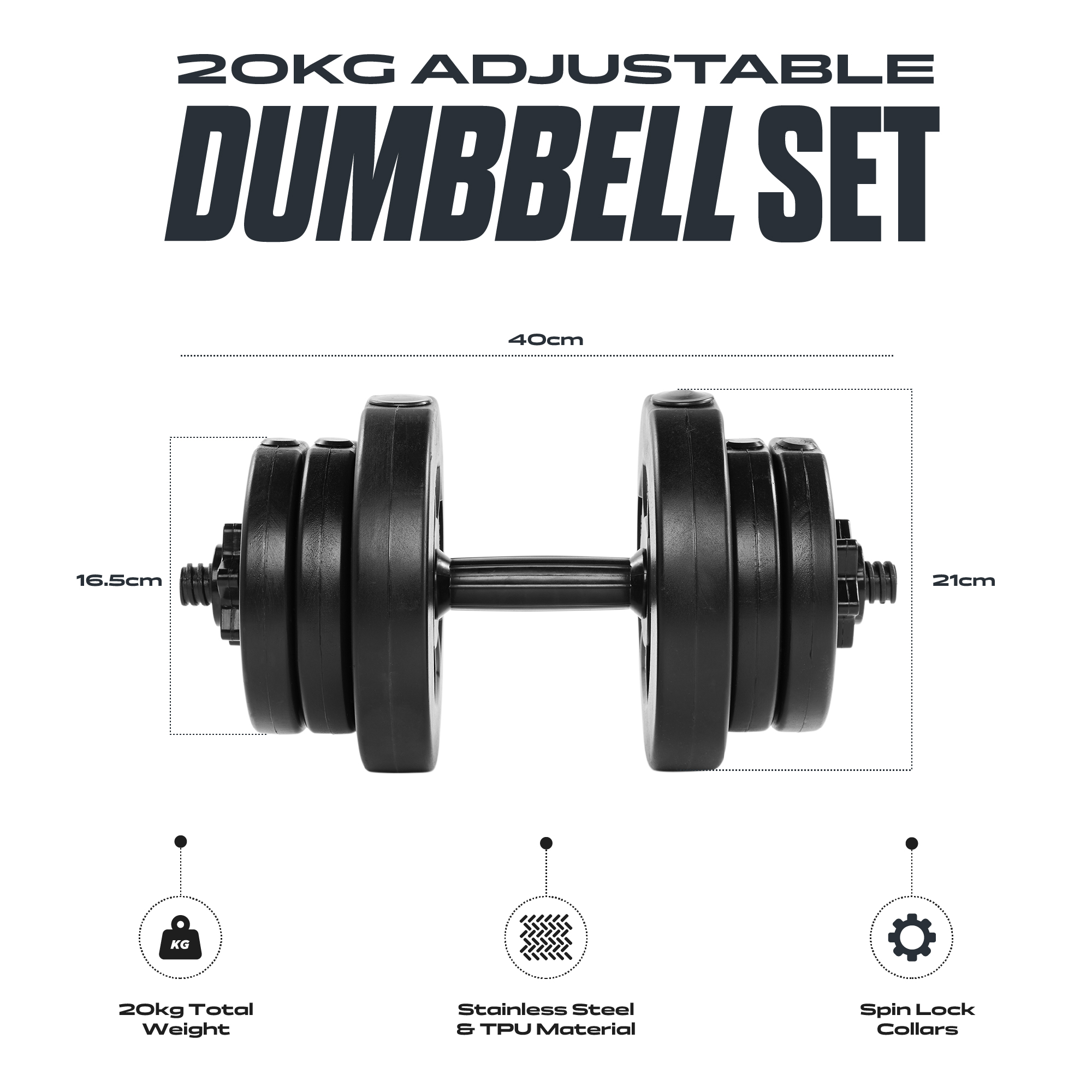 Phoenix Fitness 20kg Dumbbell Set